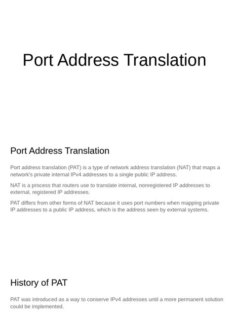 Port Address Translation Pdf Internet Protocols Ip Address