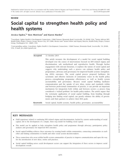 Social Capital Health Systems 2013 Pdf