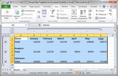 Group Data Together For Increased Readability In Excel