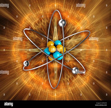3d Cgi Model Of The Structure Of The Atom Showing The Nucleus And The Electron Orbitals Stock