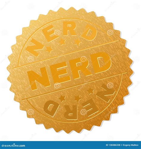 Golden NERD Badge Stamp Stock Vector Illustration Of Medal