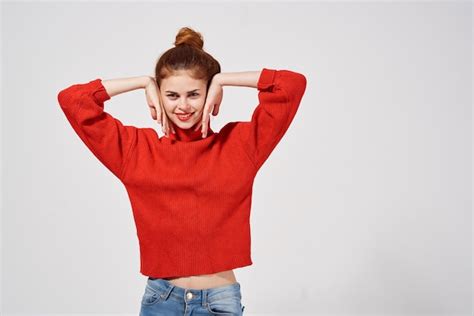 Premium Ai Image Fashionable Woman Red Lips Posing Attractive Look