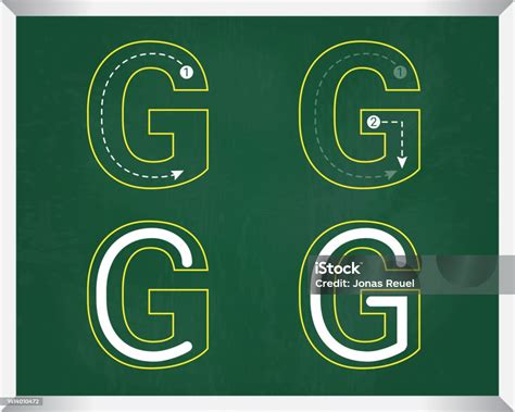 알파벳 편지 G 어린이를위한 알파벳 문자 작성 방법 유치원을위한 Abc 쓰기 교육 0명에 대한 스톡 벡터 아트 및 기타 이미지