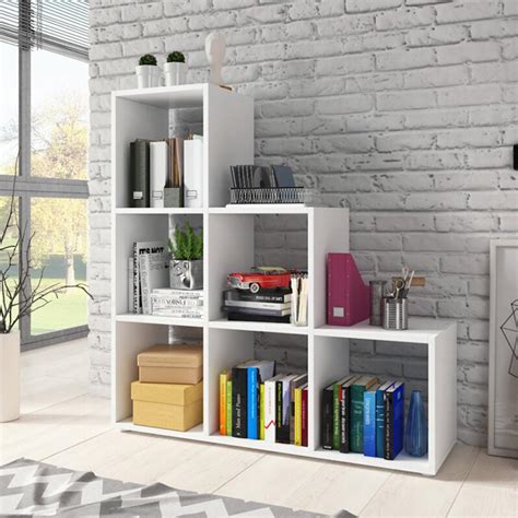 ᐉ Книжкова полиця драбинка для книг і іграшок на 6 комірок 1072x1078x290 мм Білий • Краща ціна в