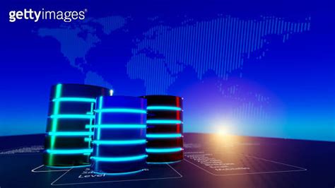 Multiple Database Is Placed On Relational Database Tables With A Blue Dotted Map Background
