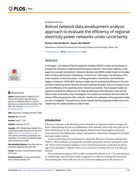Pdf Robust Network Data Envelopment Analysis Approach To Evaluate The Efficiency Of Regional