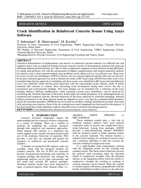 Crack Identification In Reinforced Concrete Beams Using Ansys Software Pdf Strength Of
