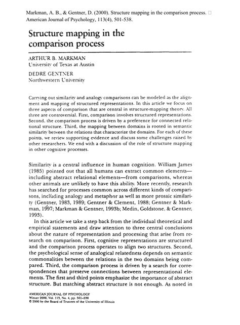 Pdf Structure Mapping In The Comparison Process