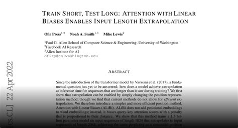 Paper Page Train Short Test Long Attention With Linear Biases Enables Input Length Extrapolation
