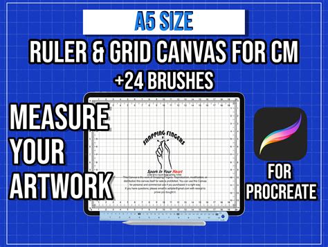 A5 Procreate Ruler And Grid Canvas For Centimeter With 24 Brushe For