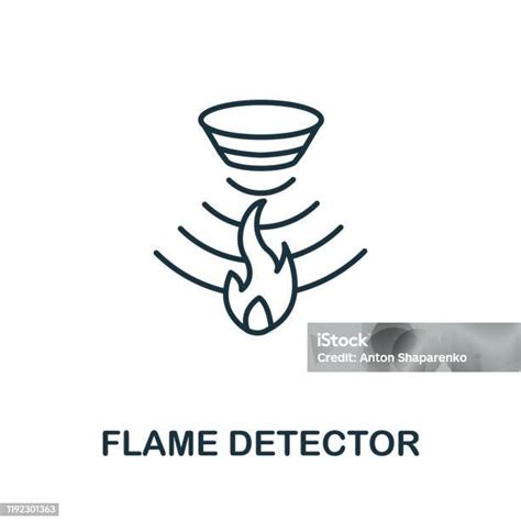 화염 감지기 개요 아이콘입니다 센서 아이콘 컬렉션의 씬 라인 스타일입니다 웹 디자인 앱 소프트웨어 인쇄 사용을위한 픽셀 완벽한