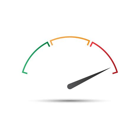 Simple Vector Tachometer With Indicator In Red Part Speedometer Icon Performance Measurement