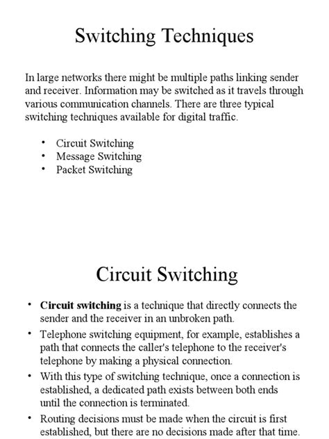 Switching Techniques Pdf Packet Switching Computer Network