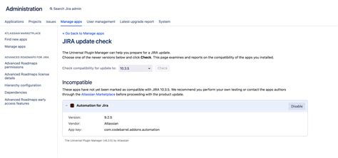Automation For Jira Incompatibility During Jira 10x Upgrade Check