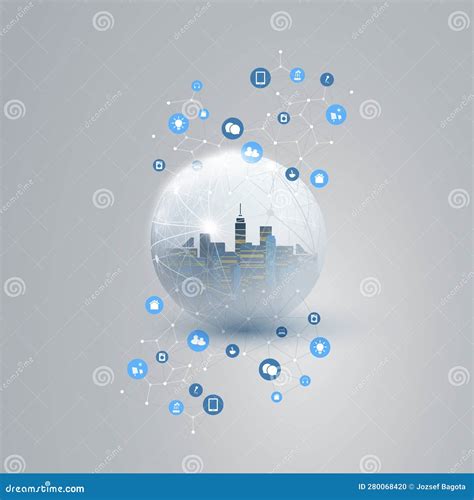 Futuristic Smart City Iot And Cloud Computing Design Concept With