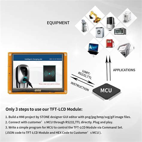 7 Inch Intelligent Hmi Serial Tft Lcd Display With Gui Design Software Uart Port Resistive