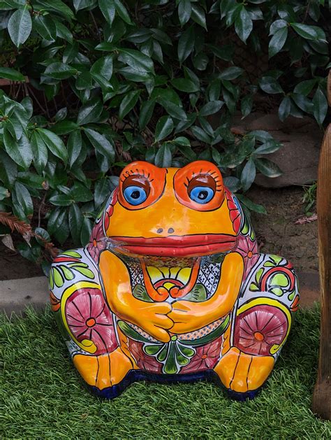 Frog Flower Pot Colorful Ceramic Planter Talavera Pottery Indoor Ou