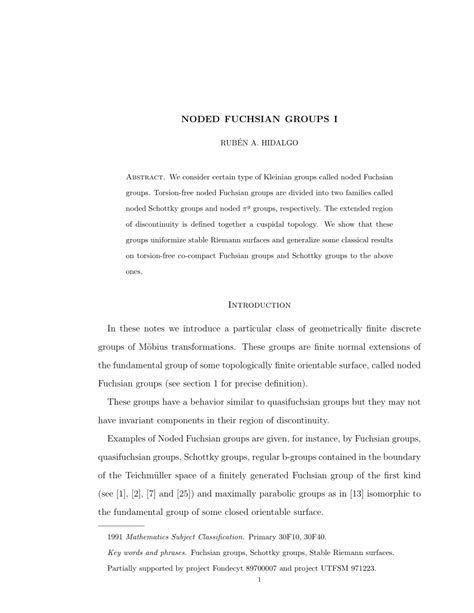 Pdf Noded Fuchsian Groups I