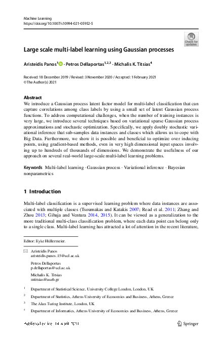 pdf large scale multi label learning using gaussian processes aristides panos
