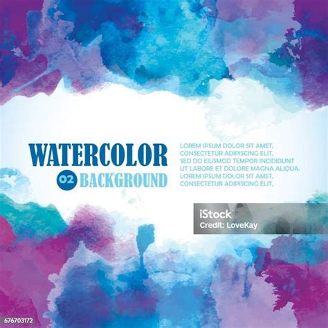 겨울 수채화 예술와 밝아진 배경과 텍스트 배치 됩니다 블루 바이올렛 인디 고 퍼플 색상입니다 수채화 배경에 대한 스톡 벡터 아트 및 기타 이미지 Istock