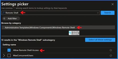 allow remote shell access policy using intune htmd blog