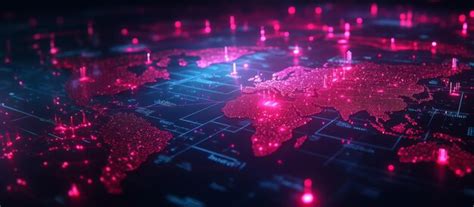 Digital World Map With Glowing Data Points And Network Connections In A Futuristic Style