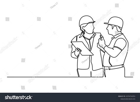 Continuous Line Drawing Construction Worker Stock Vector Royalty Free 2276714351 Shutterstock