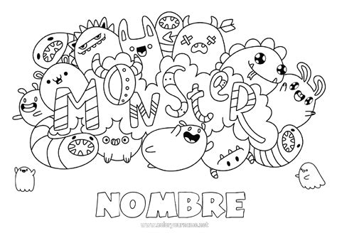 Nº De Colorear 121 Monstruo Lindo Kawaii