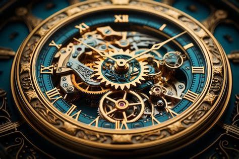 Premium Ai Image Time Bending Warp Of Clocks And Gears In Metallic Hues Generative Ai