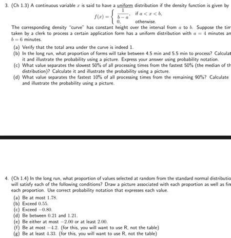 Solved 3 Ch 13 A Continuous Variable R Is Said To Have A