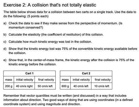 Solved Exercise A Collision That S Not Totally Elastic Chegg