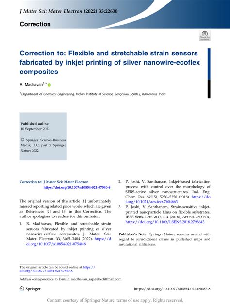 Correction To Flexible And Stretchable Strain Sensors Fabricated By