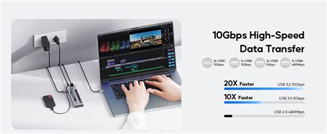 PULWTOP Powered USB C Hub 10 In 1 USB C Hub Mit 3 X USB A C 10 Gbit S 3 X USB A 5 Gbit S USB