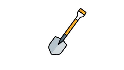 Animated Grey Shovel With Black Handle And Yellow End Suitable For