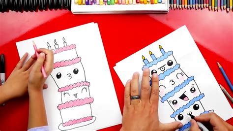 How To Draw A Birthday Cake Tower Folding Surprise