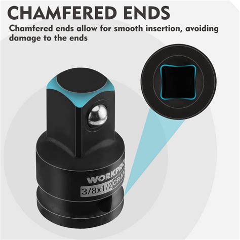 Workpro 4 Piece 1 4 3 8 1 2 Impact Driver Socket Adapter And Redu