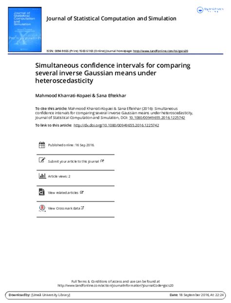 Pdf Simultaneous Confidence Intervals For Comparing Biodiversity Indices Estimated From