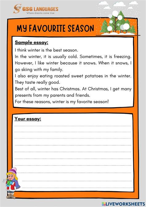 My Favorite Season Writing Exercise For 8