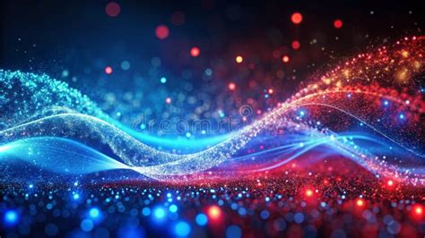 Vivid Blue Red Chromatic Waves And Sparkling Particles Futuristic Abstract Flowing Spectrum