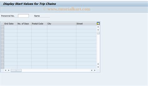 PRSD SAP Tcode Display Start Values For Trip Chain