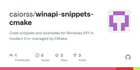 Github Caiorss Winapi Snippets Cmake Code Snippets And Examples For Windows Api In Modern C