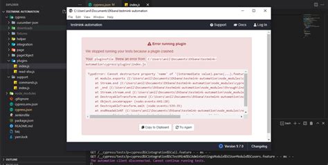 Error Running Plugin The Following Error Was Thrown By A Plugin We Stopped Running Your Tests