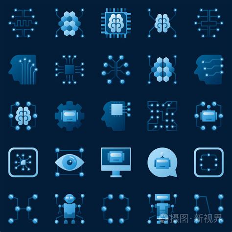 Ai 图标设置。矢量人工智能徽标元素插画 正版商用图片07puel 摄图新视界