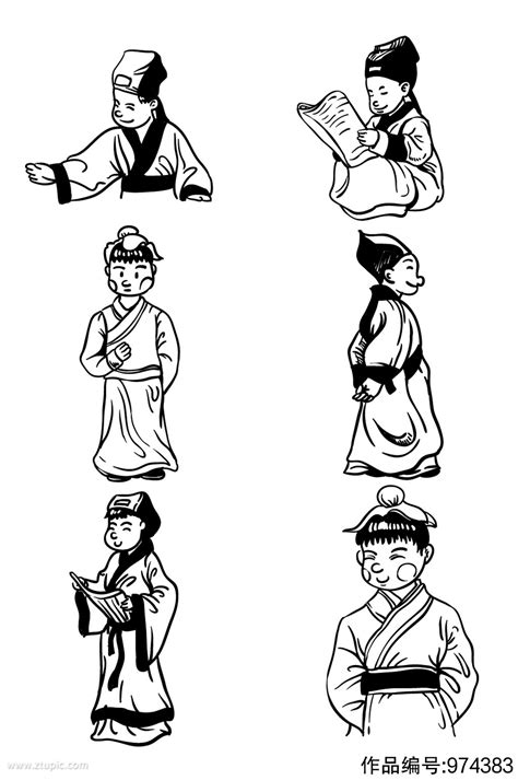 古代书童简笔画步骤 古代读书人简笔画侧面 古人拿书图片简笔画 第4页 大山谷图库