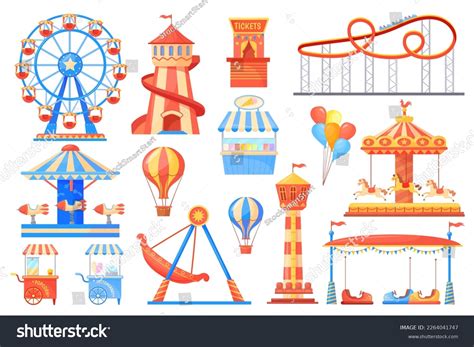 Fairground Attractions Carnival Carousel Adult Attraction Stock Vector