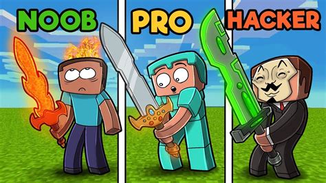 Minecraft NOOB Vs PRO Vs HACKER SWORDS YouTube