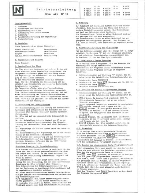 Bedienungsanleitungtp10schaltanlagedeu Pdf