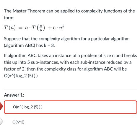 solved the master theorem can be applied to complexity