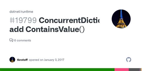 Concurrentdictionary Add Containsvalue · Issue 19799 · Dotnetruntime · Github