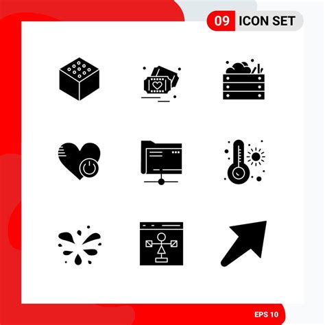 User Interface Pack Of 9 Basic Solid Glyphs Of Data Like Garden Heart